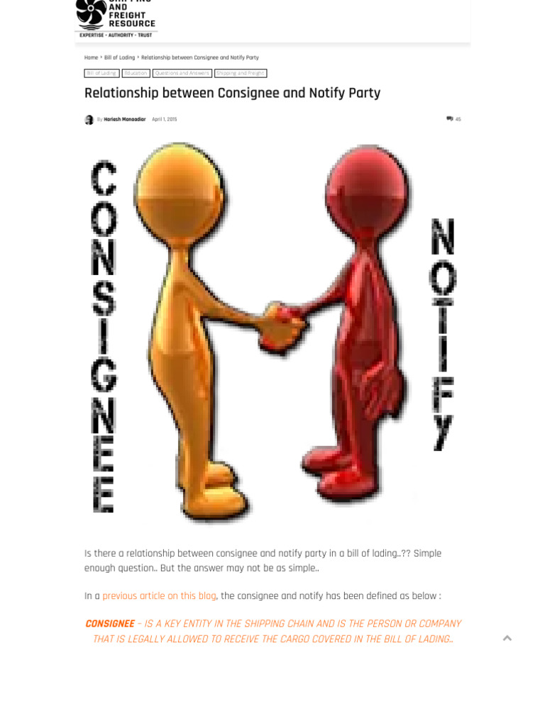 Relationship between Consignee and Notify Party | PDF | Cargo | Bill Of ...