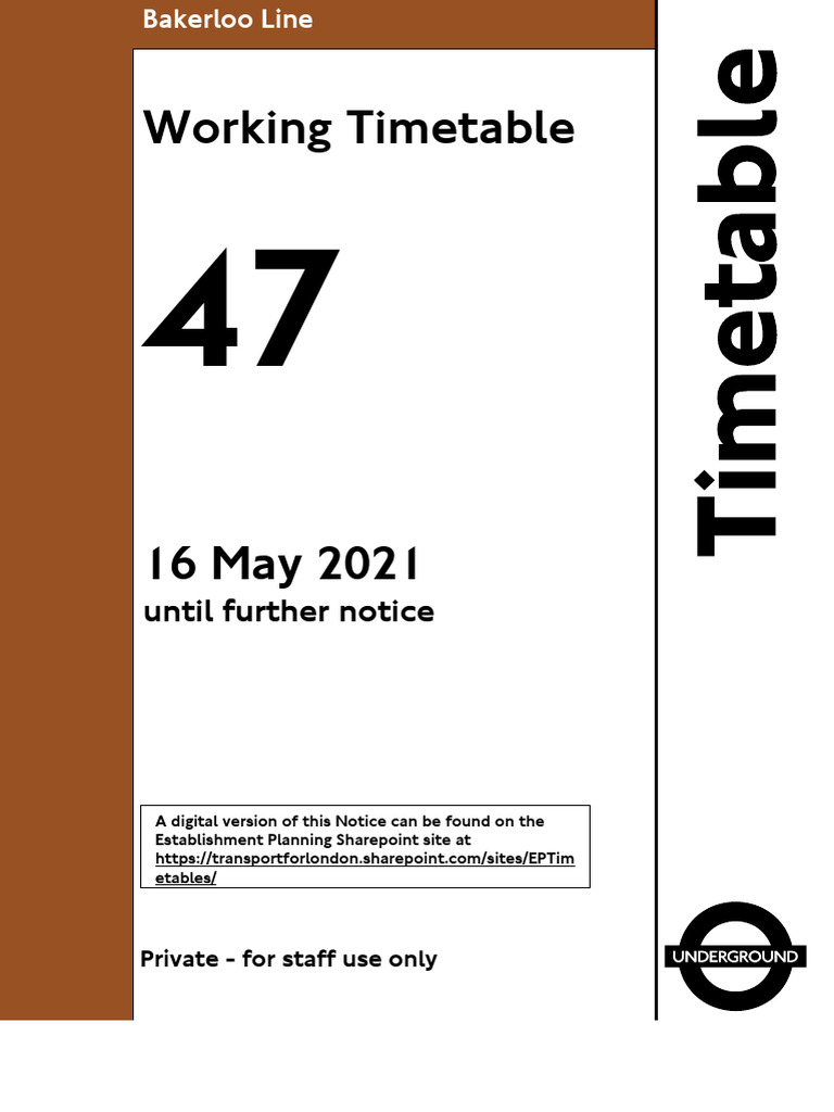 Bakerloo Line Timetable No. 47 | PDF | Rail Transport | Sustainable ...
