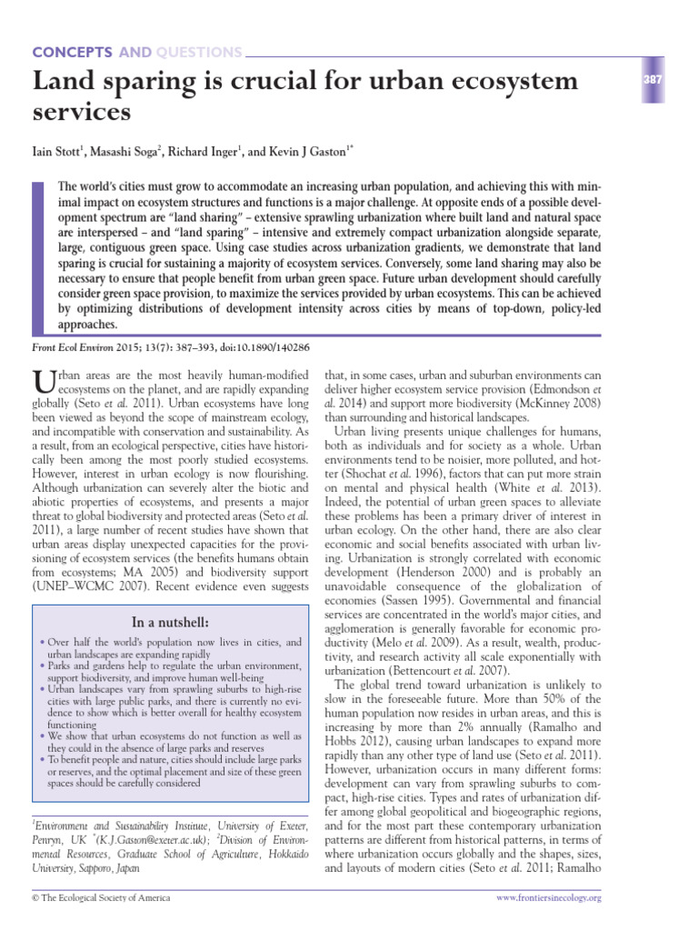 COPRO 2 documento de land sparing | PDF | Ecosystem | Urbanization