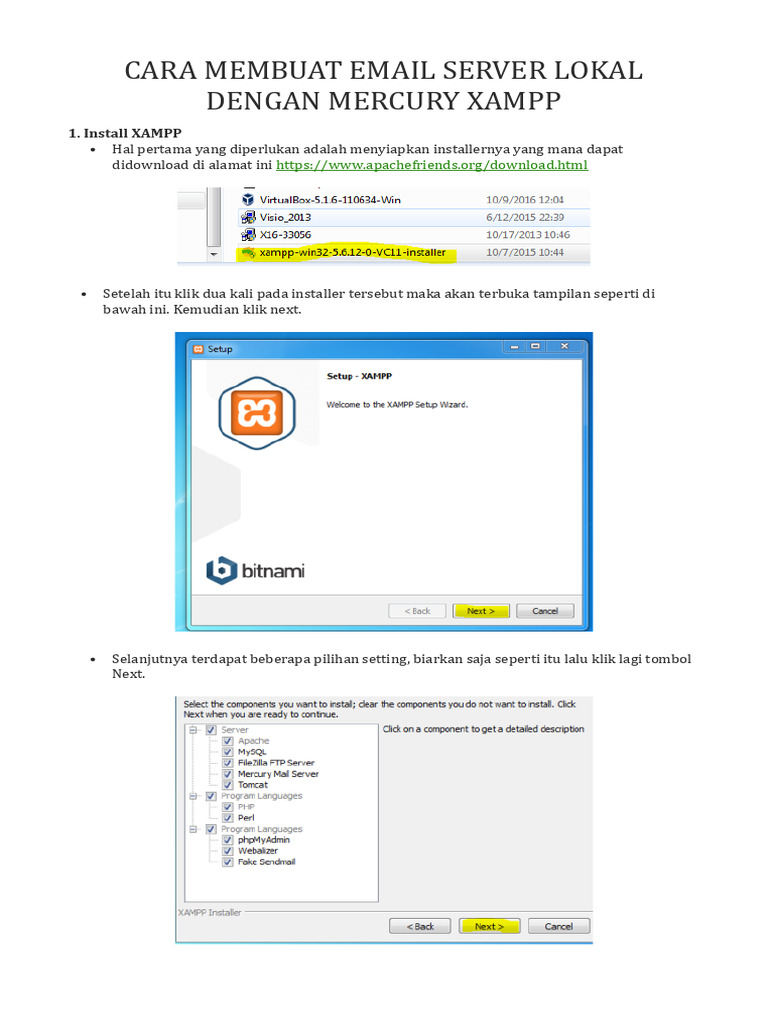 Cara Membuat Email Server Lokal Dengan Mercury Xampp - Xi TKJ | PDF