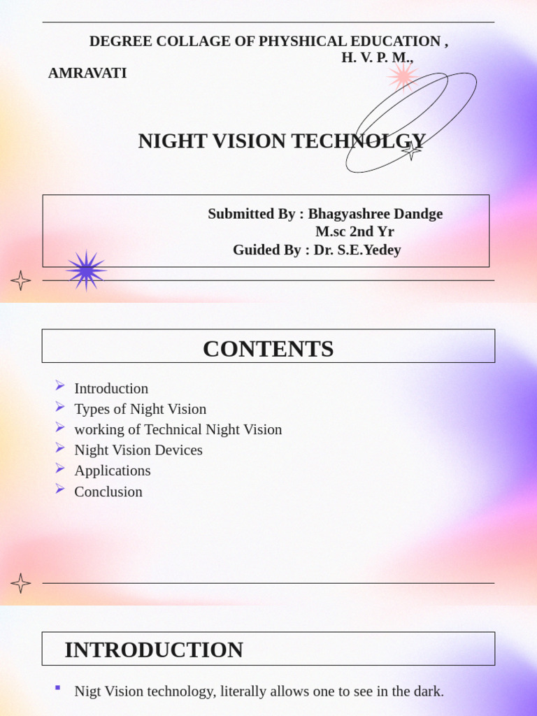Night Vision Technology Seminar ppt | PDF | Electron | Electromagnetic ...