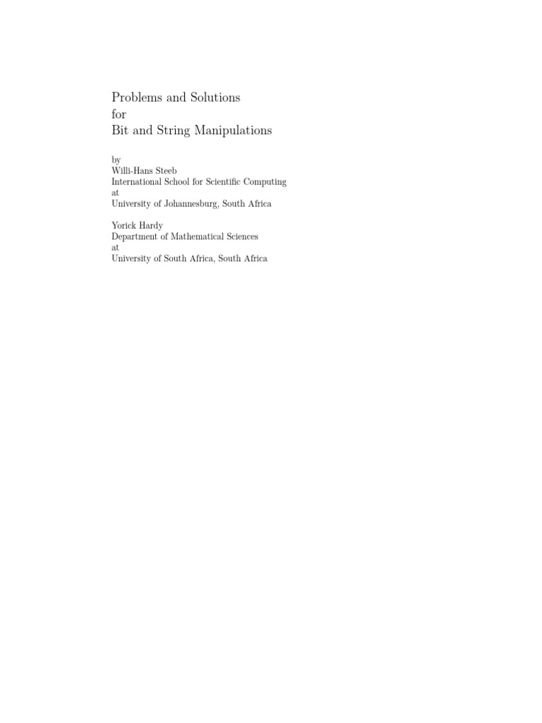 Problems and Solutions For Bit and String Manipulations | PDF ...