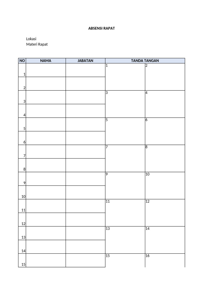 Absensi Rapat | PDF