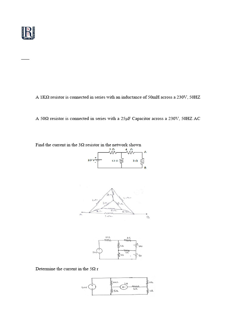 EEE 101-Final F24 | PDF | Electrical Impedance | Capacitor