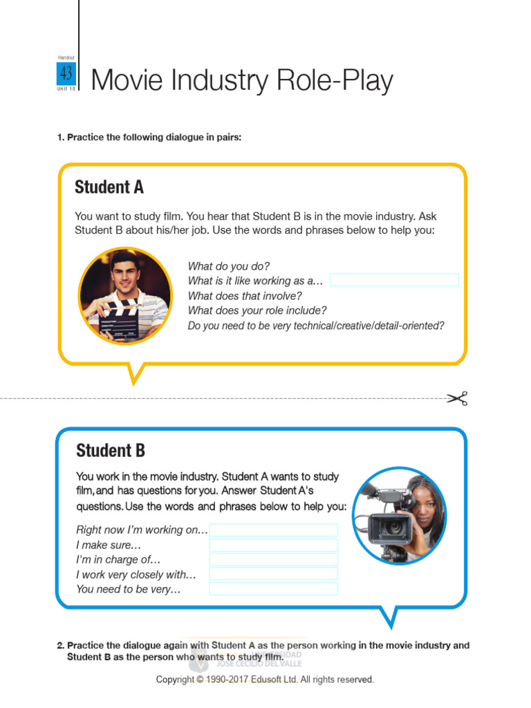 Document 10 Communicative Activity 10 Movie Industry Role Play | PDF