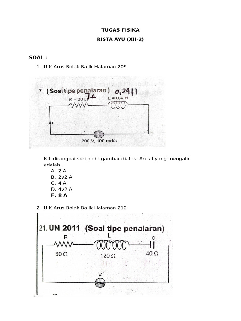 Tugas Fisika Rista Ayu Xii-2 | PDF