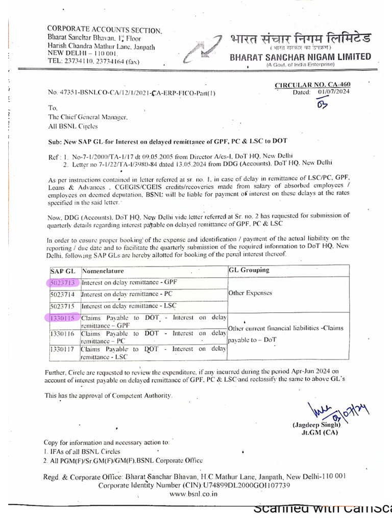 CA Circular 460 - Interest Payable on delayed payment of GPF PC LSC | PDF CA Circular 460 - Interest Payable on delayed payment of GPF PC LSC | PDF