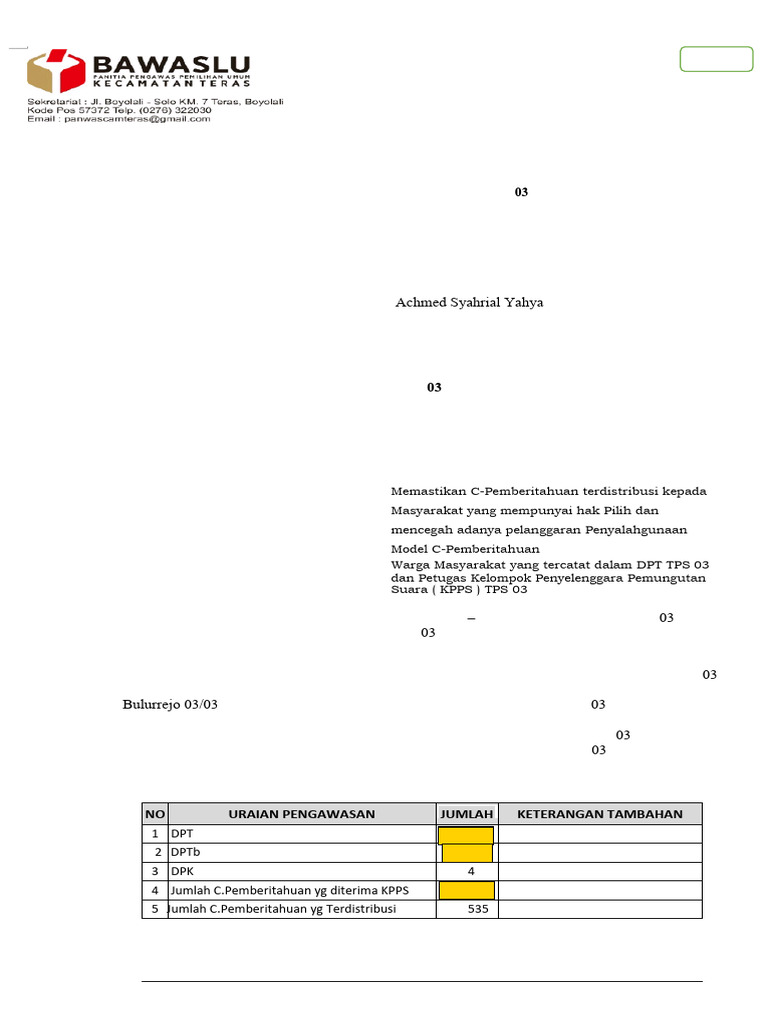 Form A Masa Tenang (Pendistribusian Model C- Pemberitahuan) TPS 03 | PDF Form A Masa Tenang (Pendistribusian Model C- Pemberitahuan) TPS 03 | PDF
