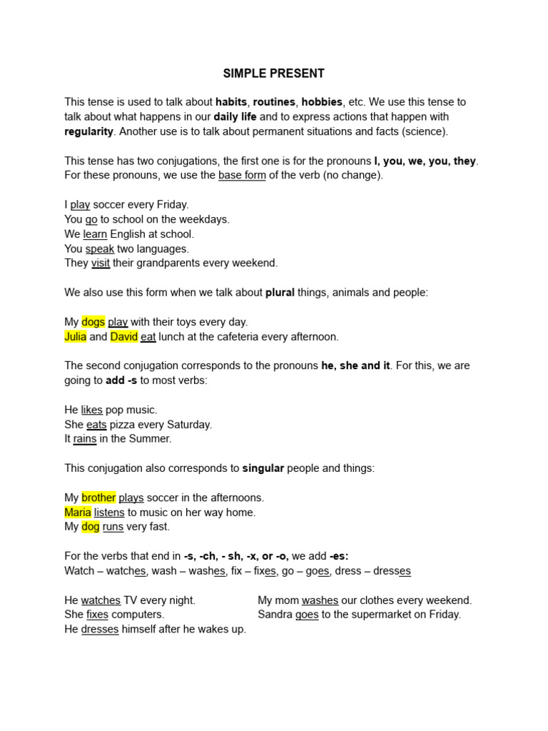 Simple Present (Affirmative) | PDF | Grammatical Conjugation | Grammatical Tense
