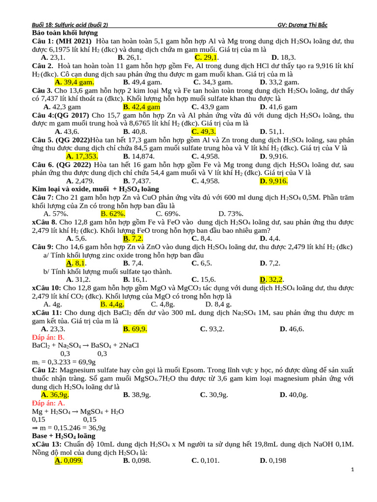 Buổi 10 chương 2 GV | PDF