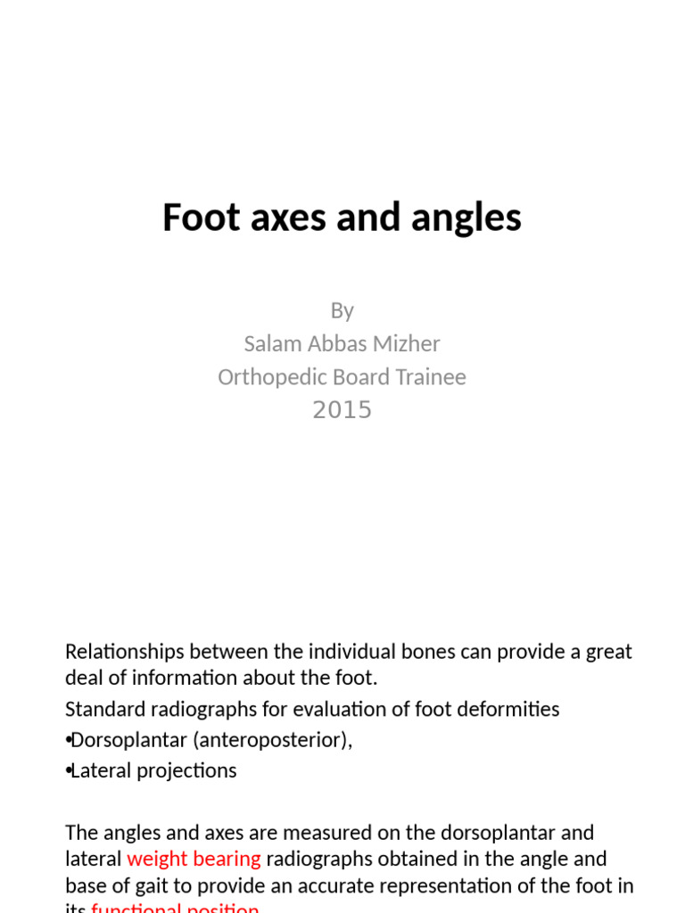 foot axes and angles ( pectorial review ) | PDF | Foot | Anatomical ...
