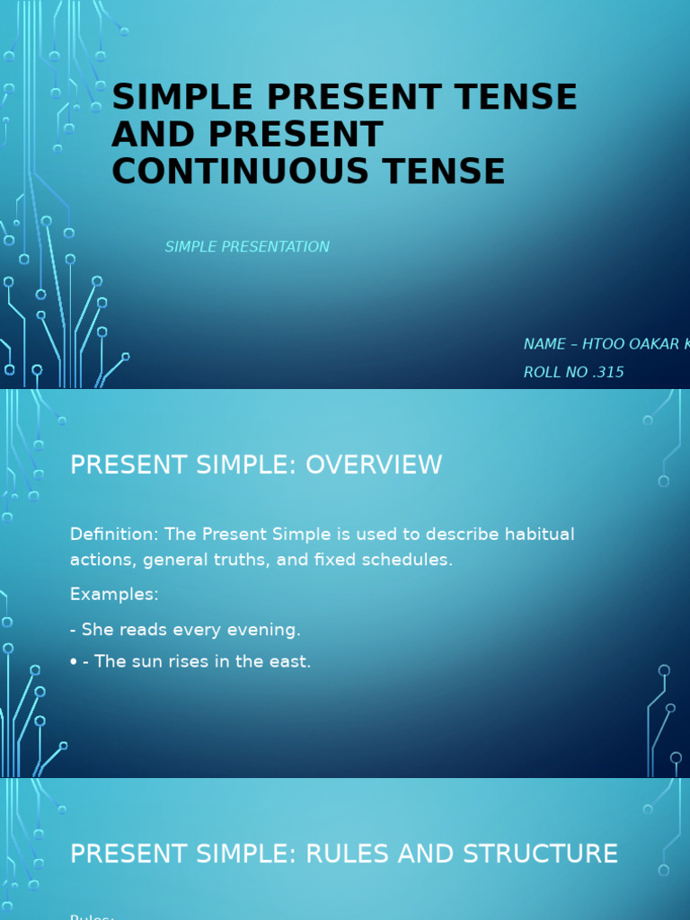 Simple Present Tense and Present Continuous Tense | PDF