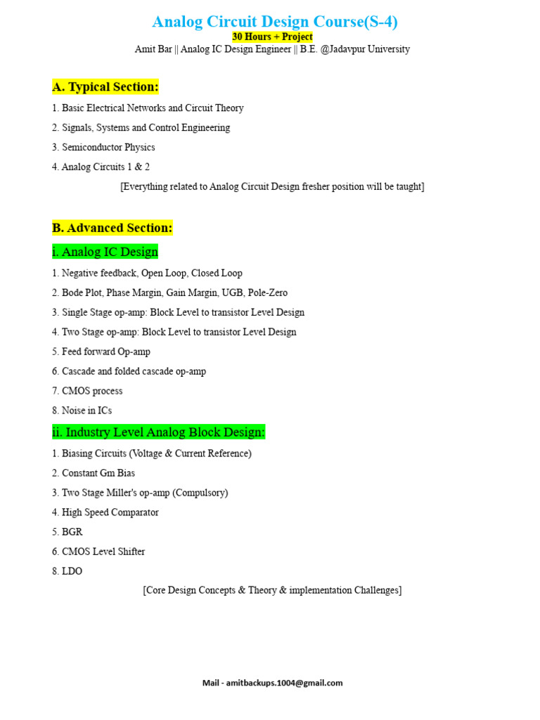 AnalogCourse S4 | PDF | Operational Amplifier | Analogue Electronics