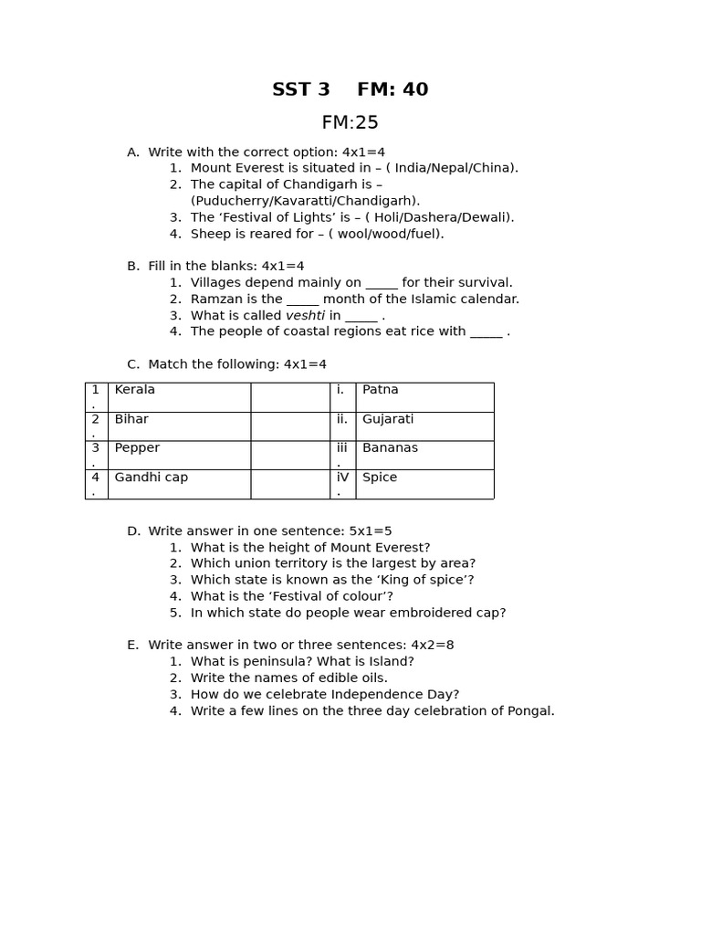 CLASS 3 SST&GK | PDF