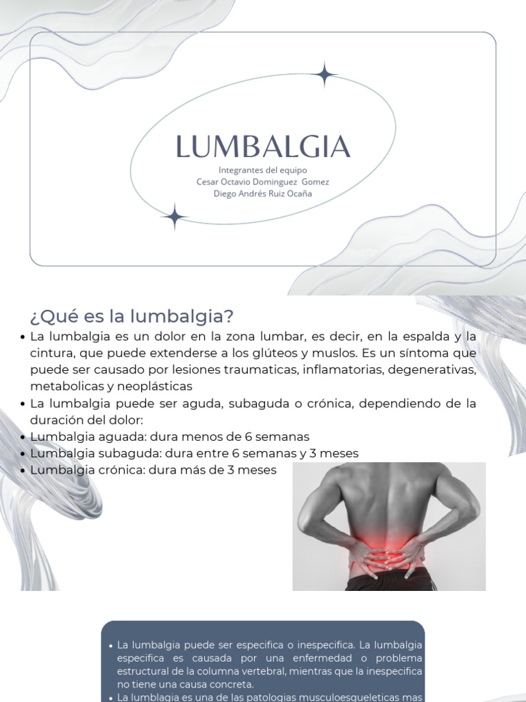 Lumbalgia | PDF | Dolor lumbar | Medicina CLINICA