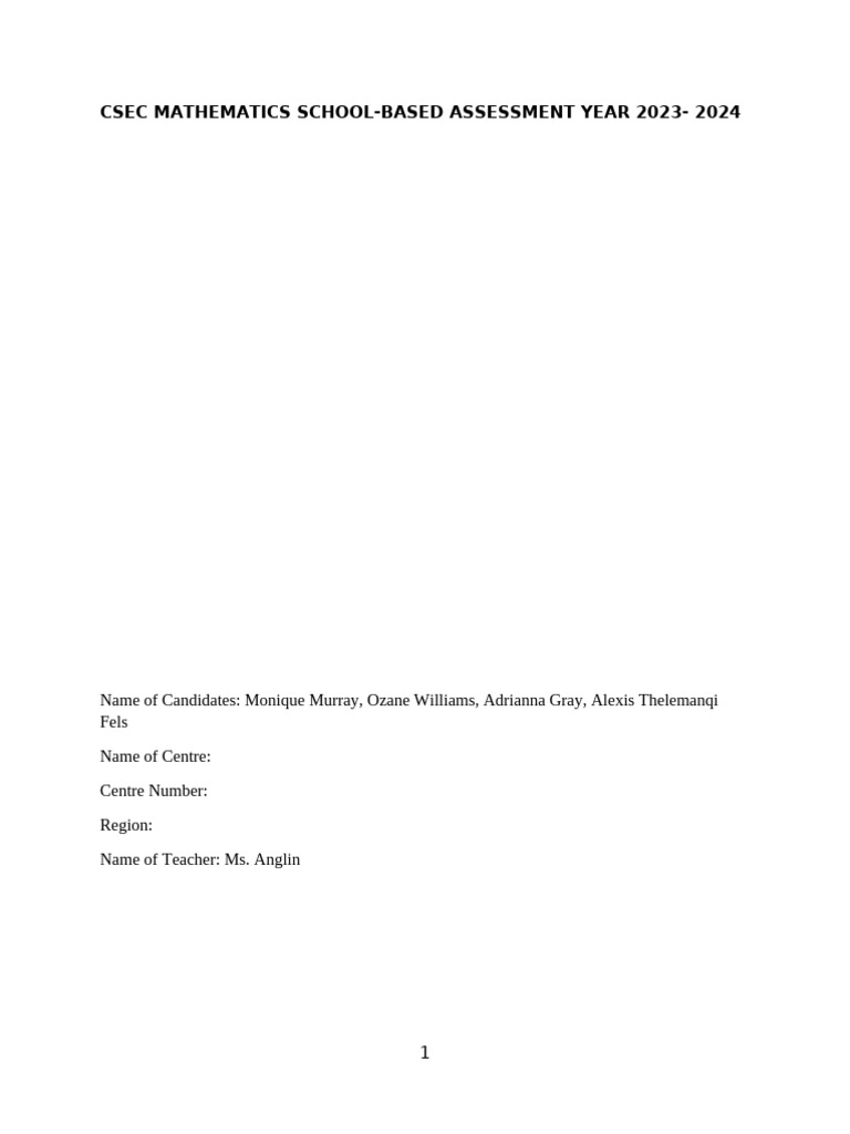 1st Math Rough Work SBA group 2.1 | PDF | Prices | Marketing