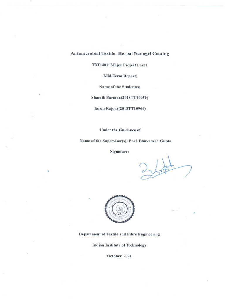 BTP Final Report - Shamik and Tarun Comittee1 | PDF | Polymers | Textiles