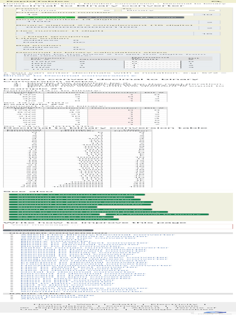 Decimal To Binary Converter | PDF | Parts Per Notation | Decimal