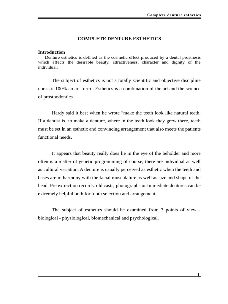 Complete Denture Esthetics | PDF | Dentures | Color
