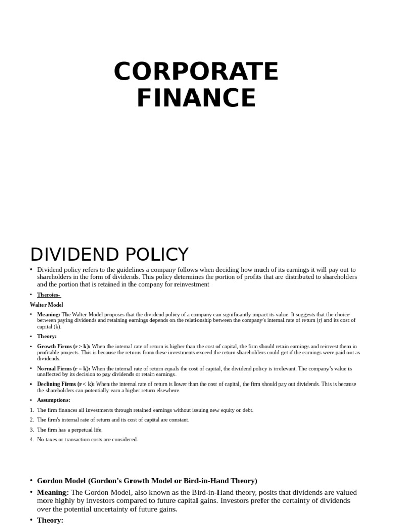 Corporate Finance | PDF | Dividend | Economies