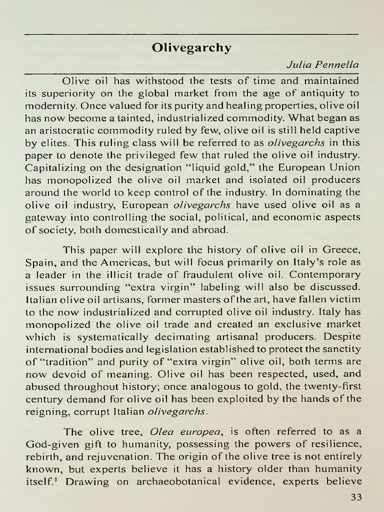 Vol. 38 Article 3 - Pennella P 33-58 | PDF | Olive Oil | Olive