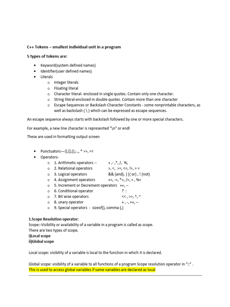 Tokens, Data Type, Operators, Condition, Loops | PDF | Data Type ...