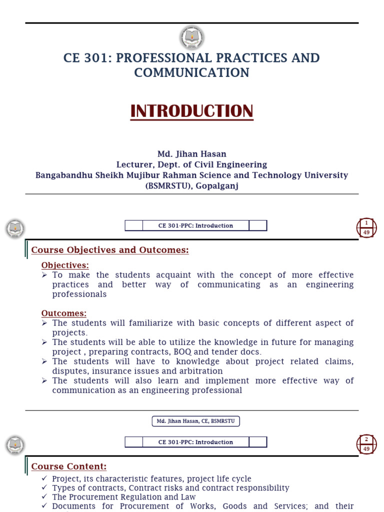 CE 301: Civil Engineering Communication | PDF | Engineering | Civil Engineering