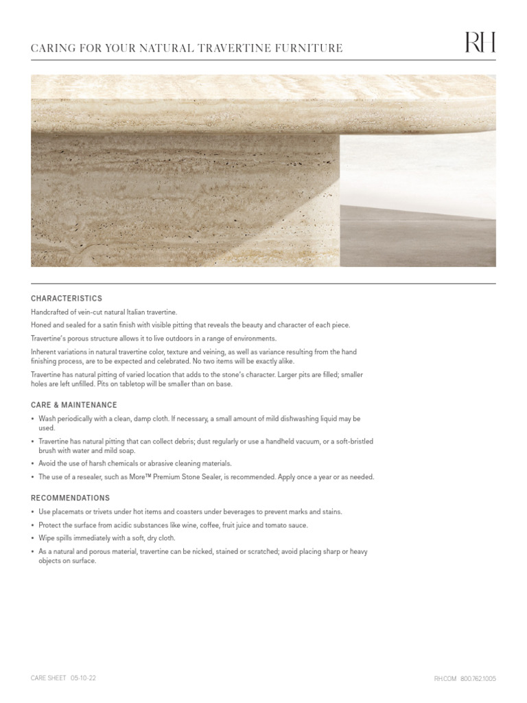 Caring for Your Travertine Tabletop | PDF