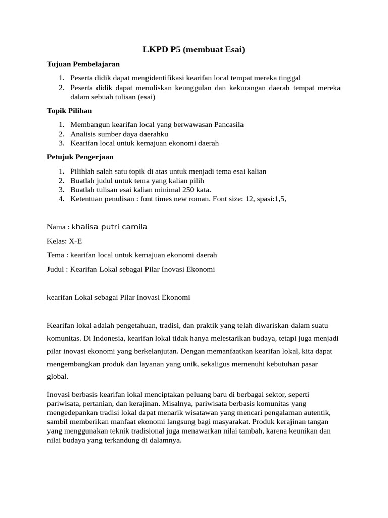 LKPD P5 Khalisa Putri Camila | PDF