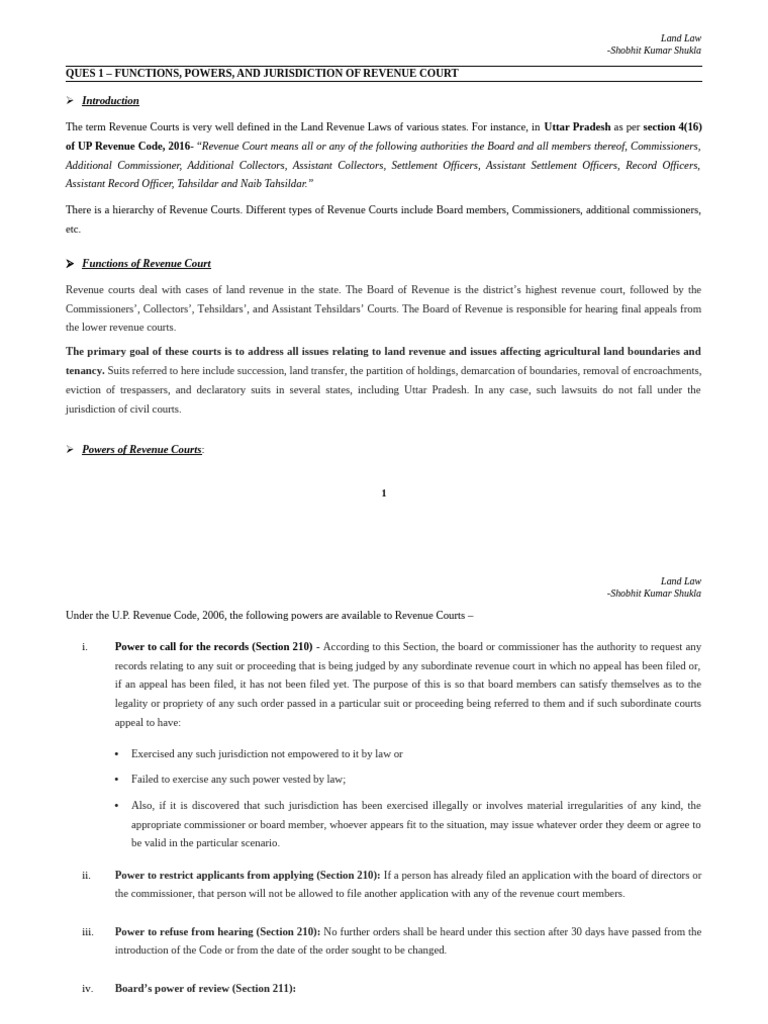 Revenue Court Powers & Jurisdiction | PDF | Lawsuit | Appeal