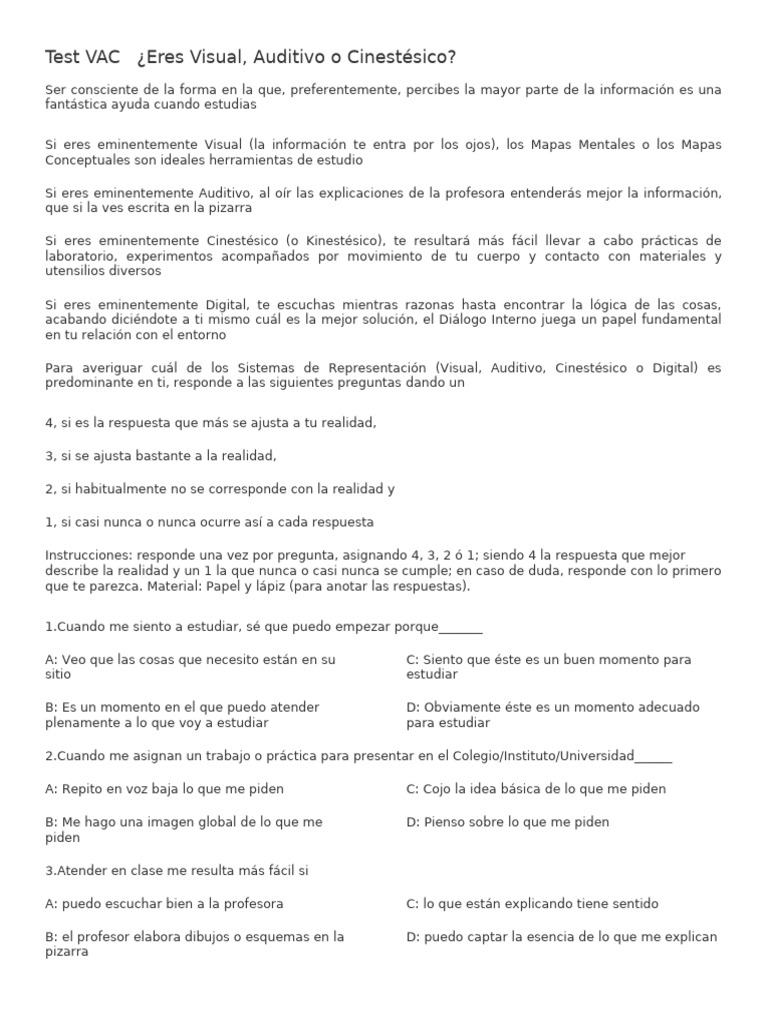 Test VAC Canal Preceptivo | PDF