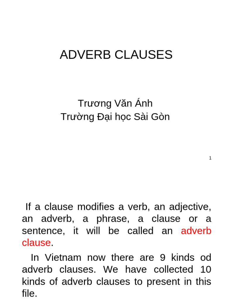 Adverb Clauses | PDF | Adverb | English Language
