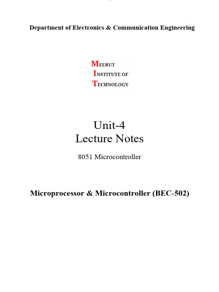 Mcs U4 Notes Pdf Microcontroller Computer Data