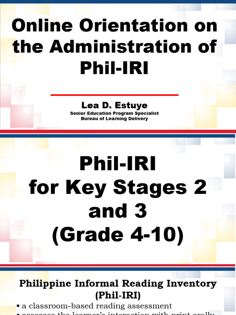 Online Orientation On The Admin of Phil-IRI 2024 | PDF | Reading Comprehension | Fluency
