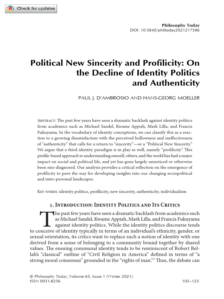 Political New Sincerity and Profilicity | PDF | Identity (Social ...