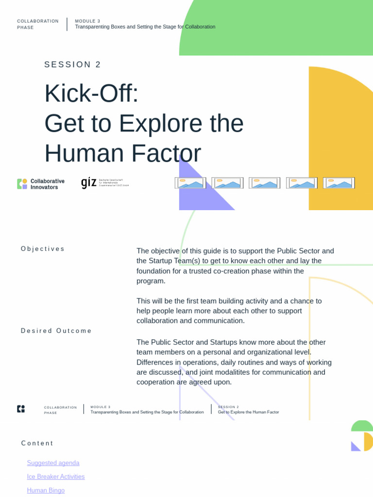 Modul 3 - Session 2 - Kick Off Get To Explore The Human Factor | PDF | Communication