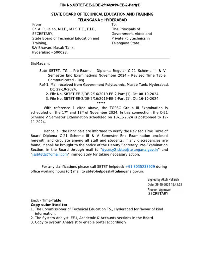 C21 NOV 2024 Revised Notification With Timetable | PDF