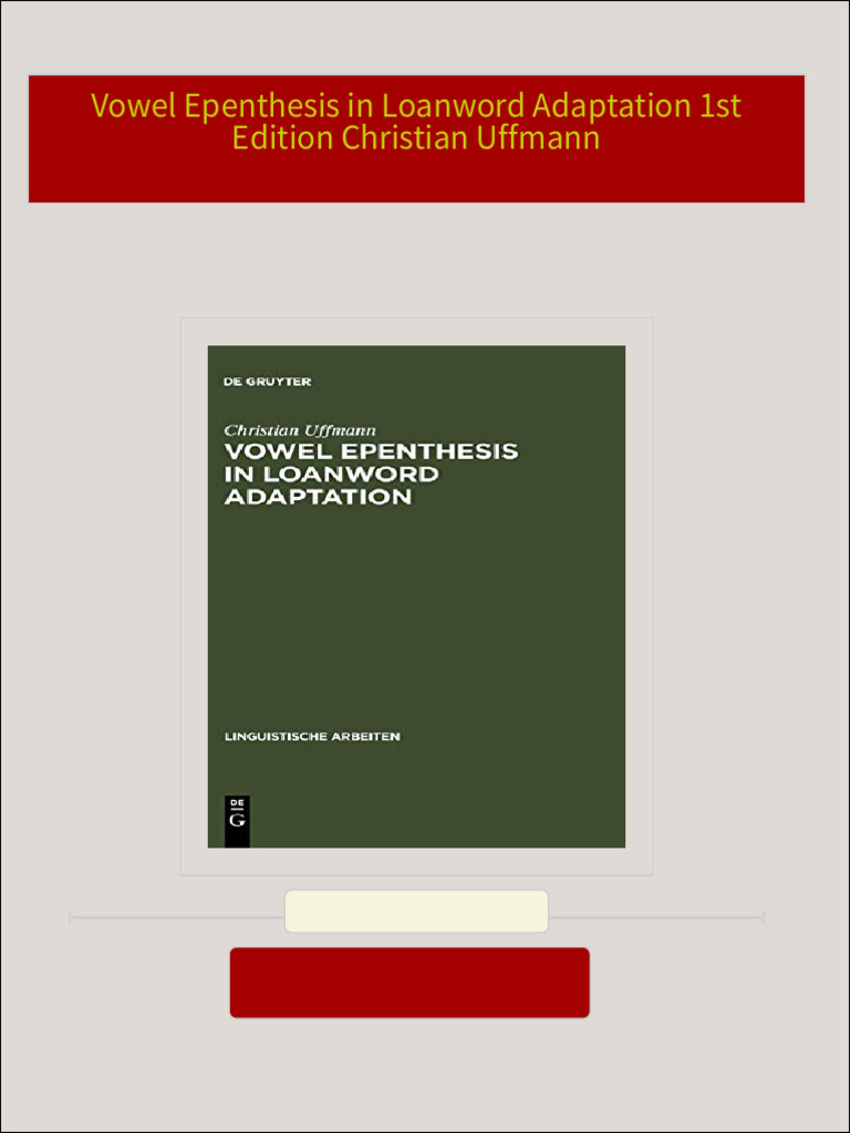 Instant download Vowel Epenthesis in Loanword Adaptation 1st Edition ...