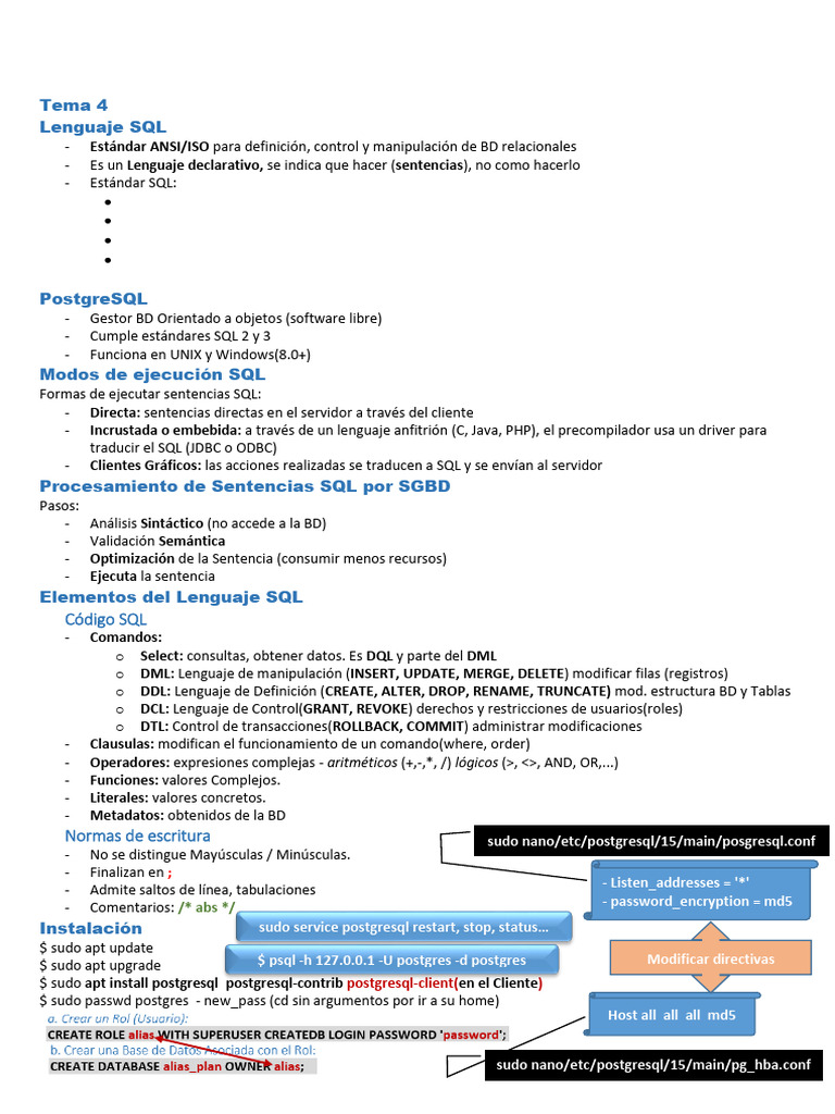 Introducción al Lenguaje SQL y PostgreSQL | PDF | SQL | Recuperación de información