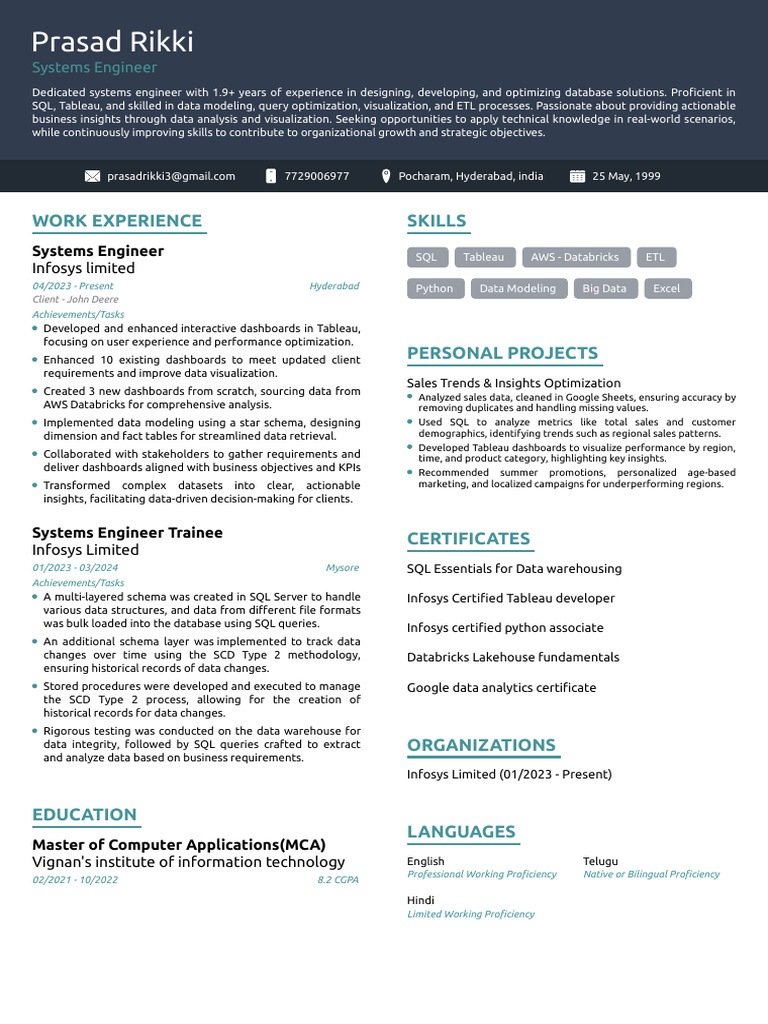 Rikki_D&A_resume (1) (1) | PDF | Sql | Databases