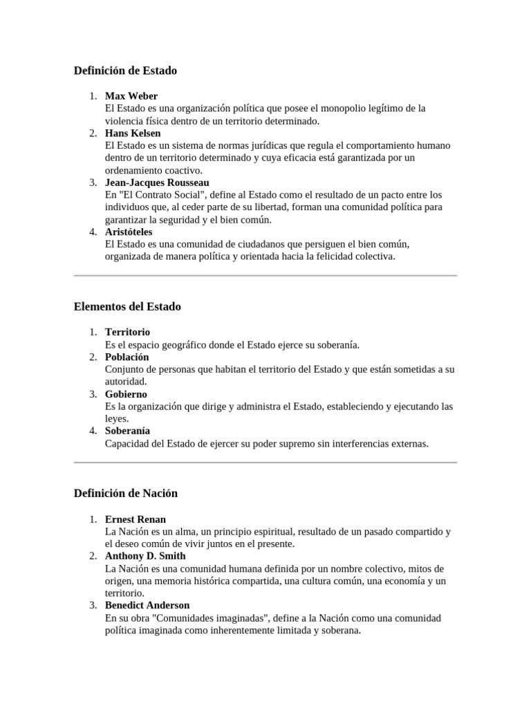 Definición y Elementos del Estado y Nación | PDF | Nación | Estado ...