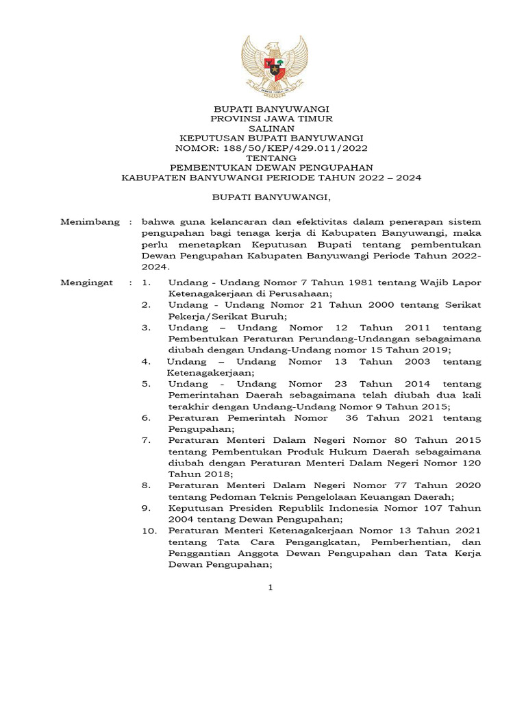 SK Dewan Pengupahan | PDF