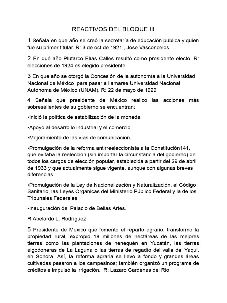 Reactivos Del Bloque Iii | PDF | México | Enrique Peña Nieto