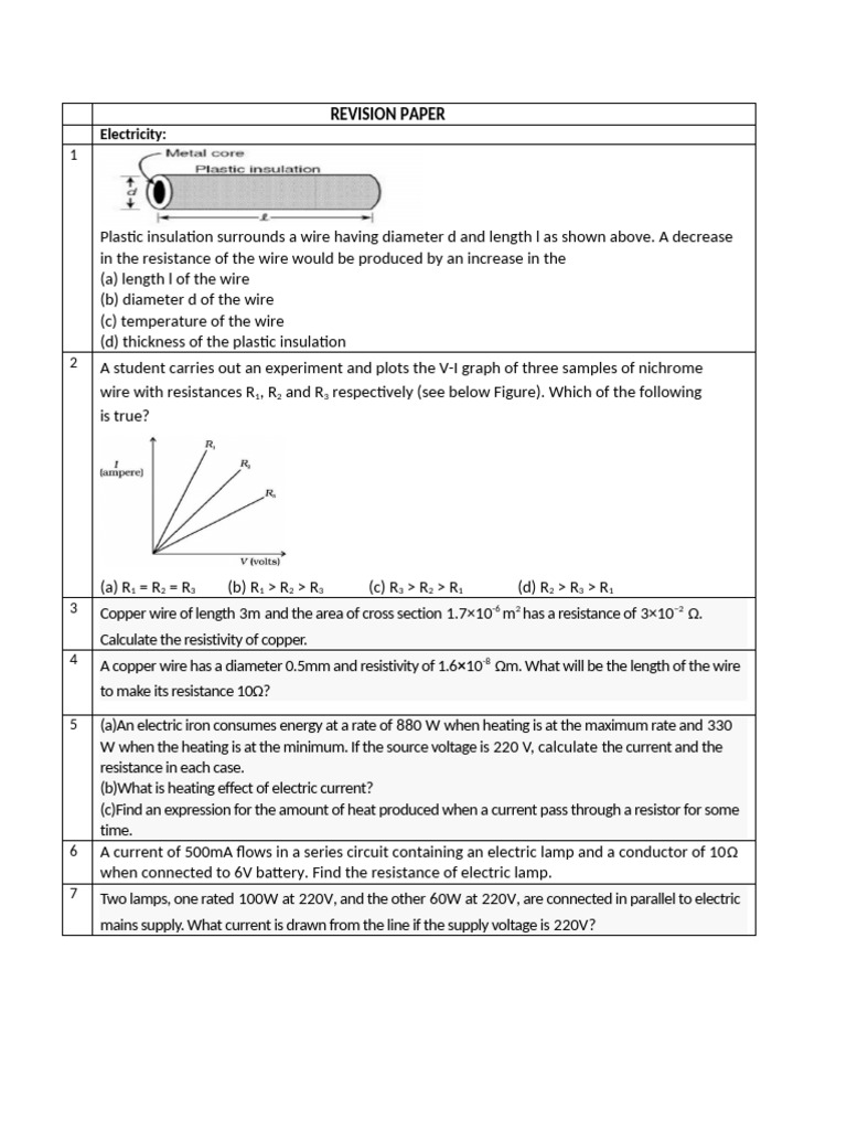 10-Midterm Revision Paper | PDF | Electrical Resistance And Conductance | Magnetic Field