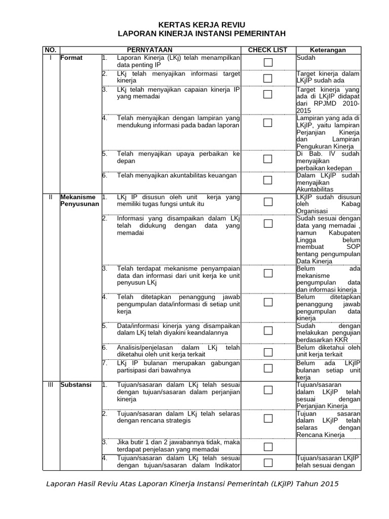 Kertas Kerja Reviu 1 | PDF