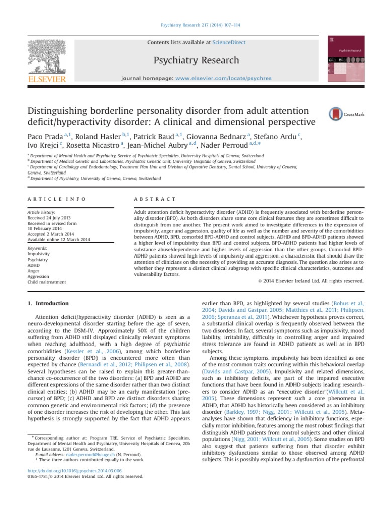 adult adhd and bpd | PDF | Borderline Personality Disorder | Attention ...