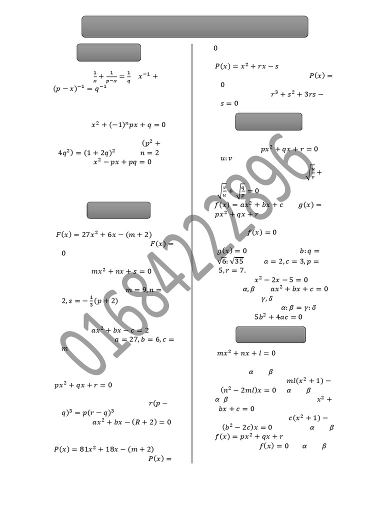 Polynomial (CQ)Type(EV) | PDF | Quadratic Equation | Equations