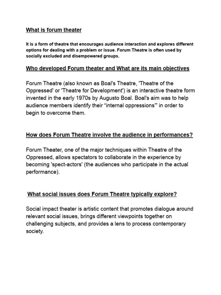 Research About Forum Theater | PDF