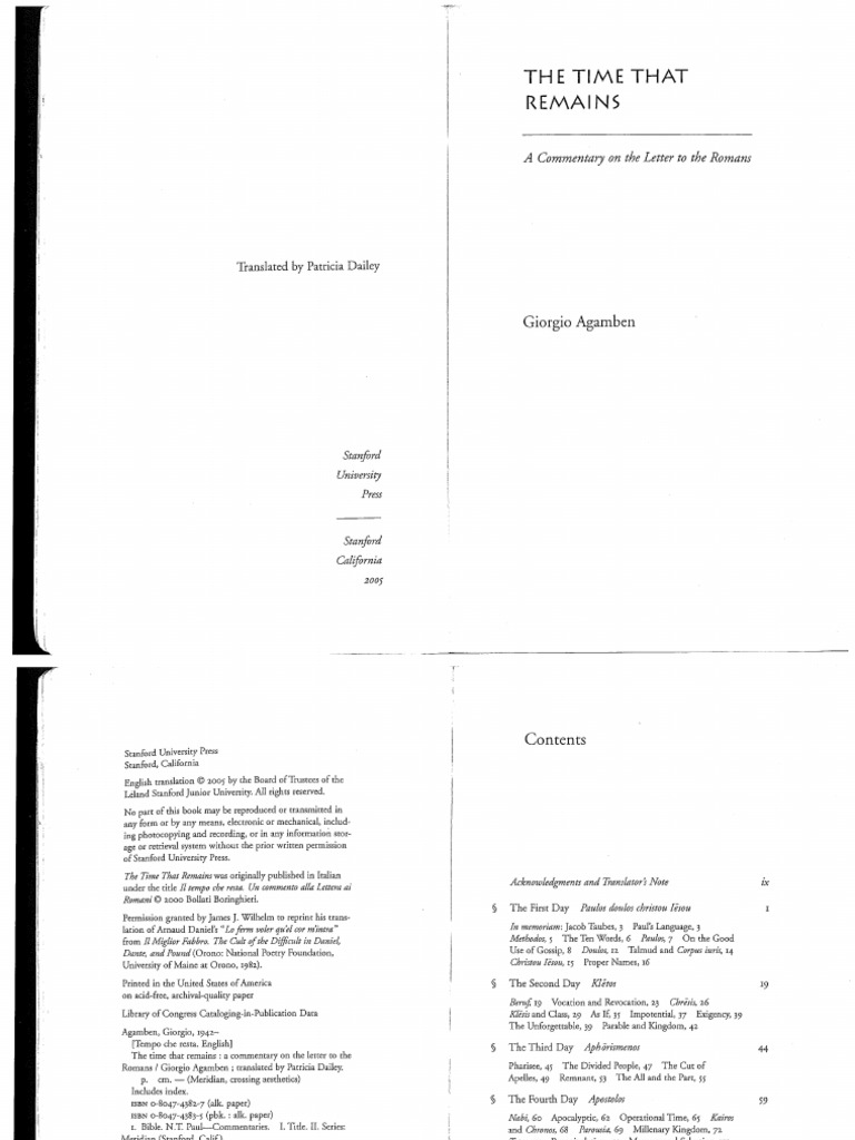 Agamben, G. (2005) - The Time That Remains - A Commentary On The ...