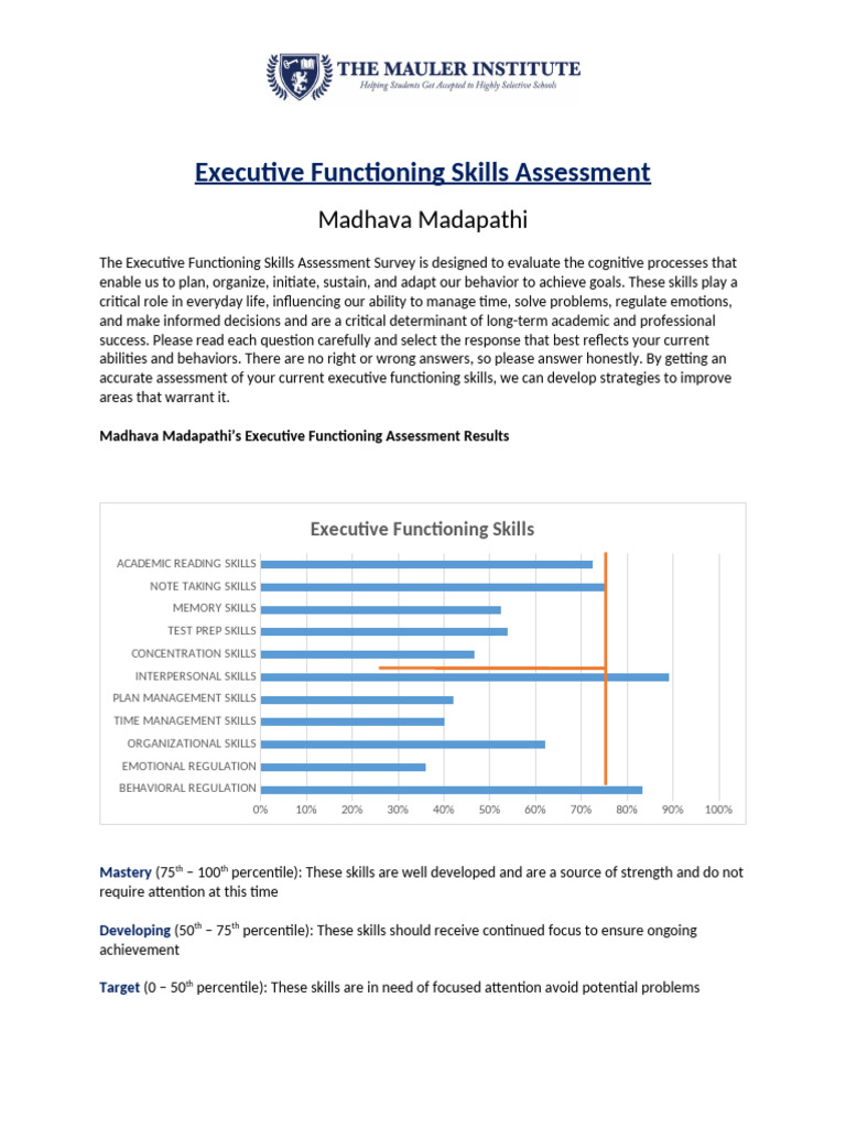 Executive Functioning Skills Assessment | PDF | Professional Skills ...